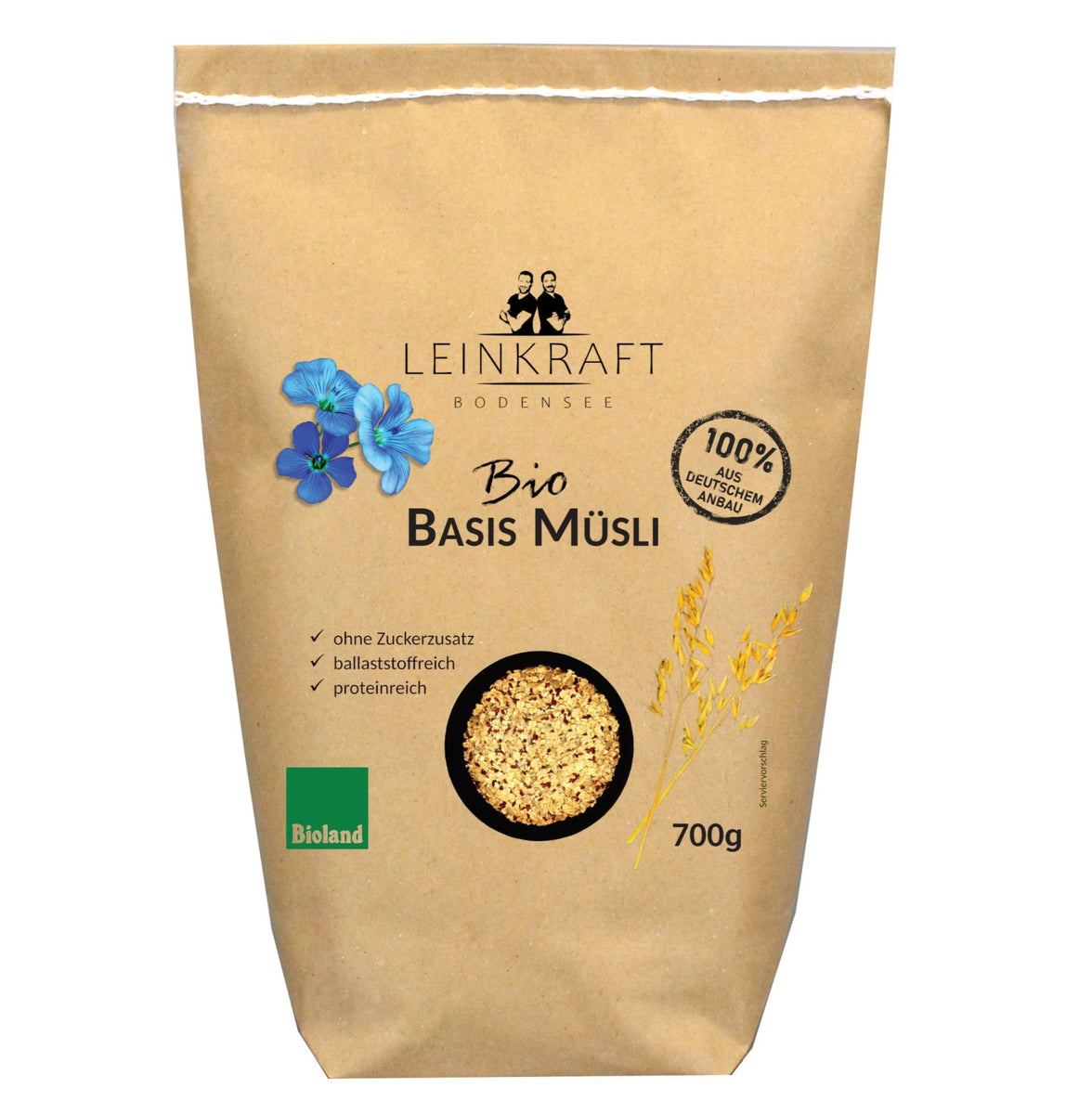 Bio-Basismüsli aus 100% deutschem Anbau ohne Zuckerzusatz – Leinkraft