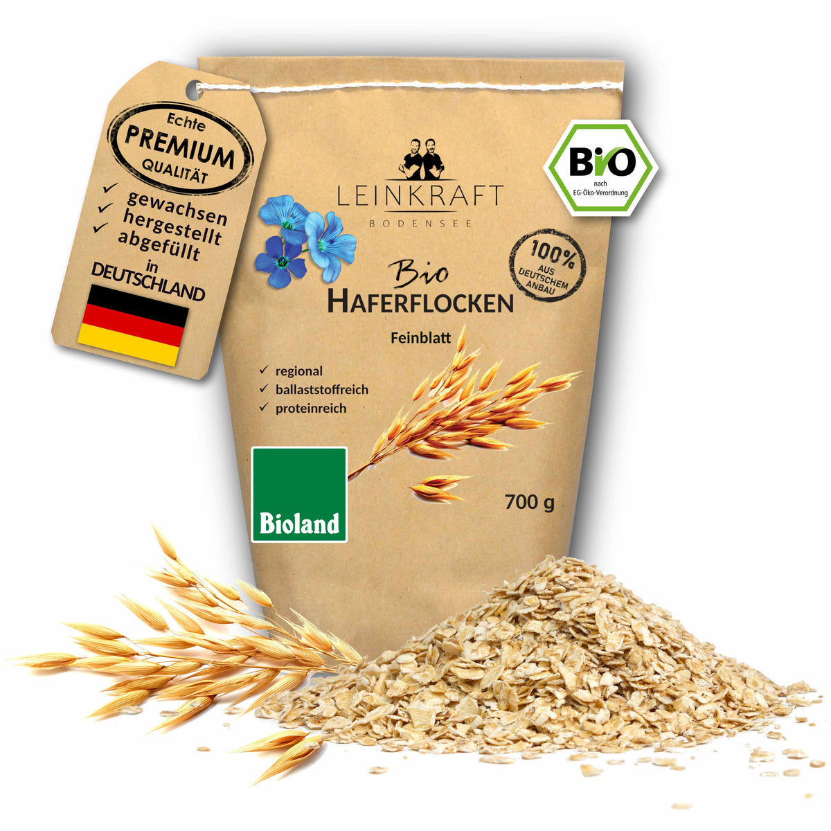 Bio-Haferflocken aus deutschem Bioland Anbau in premium Qualität ...